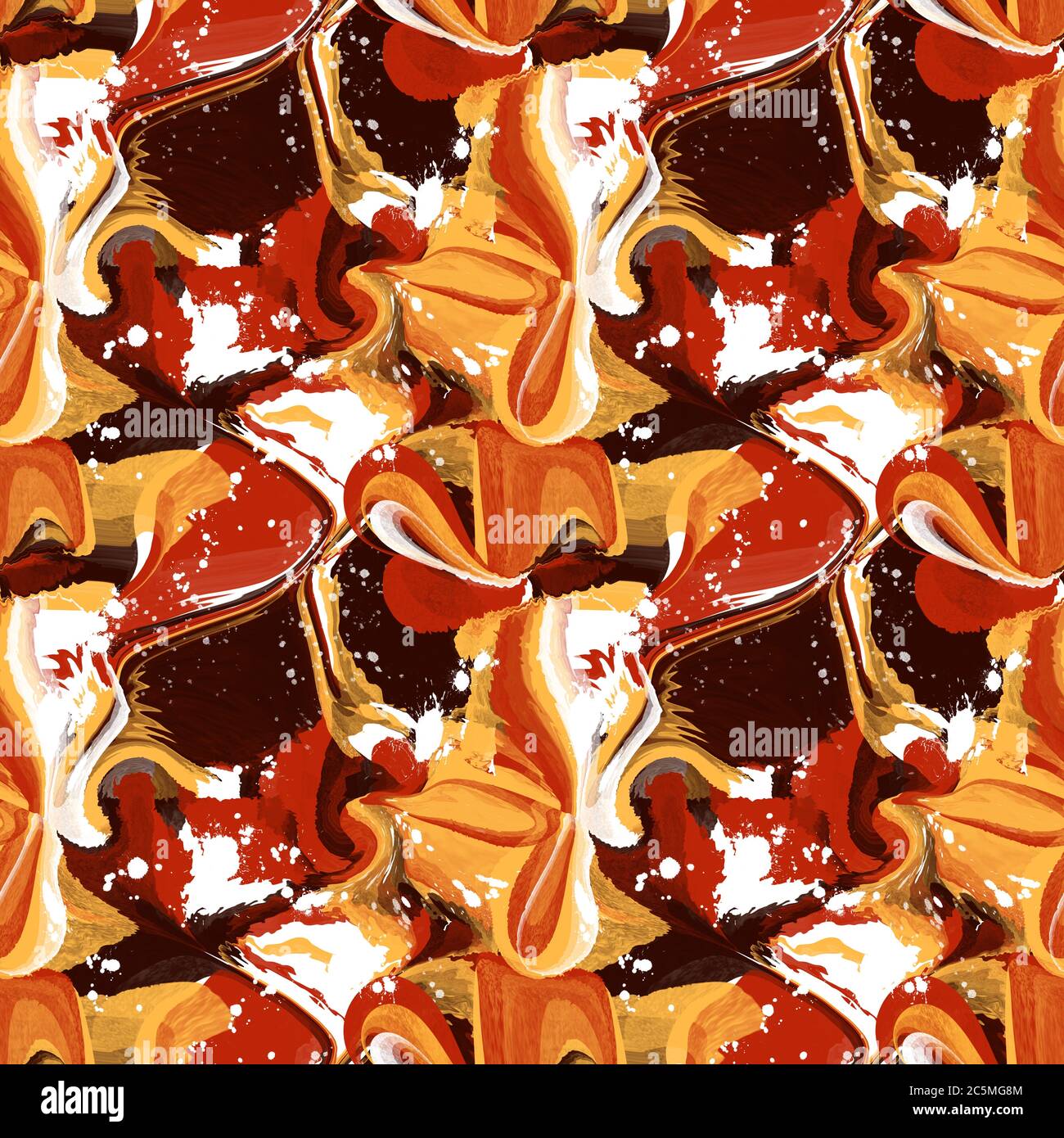 Seamless abstract pattern, background. Ebru style, red and brown colors ...