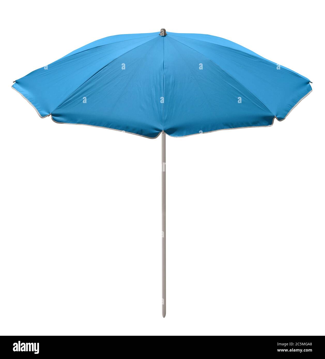 Light blue beach umbrella isolated on white. Clipping path included ...