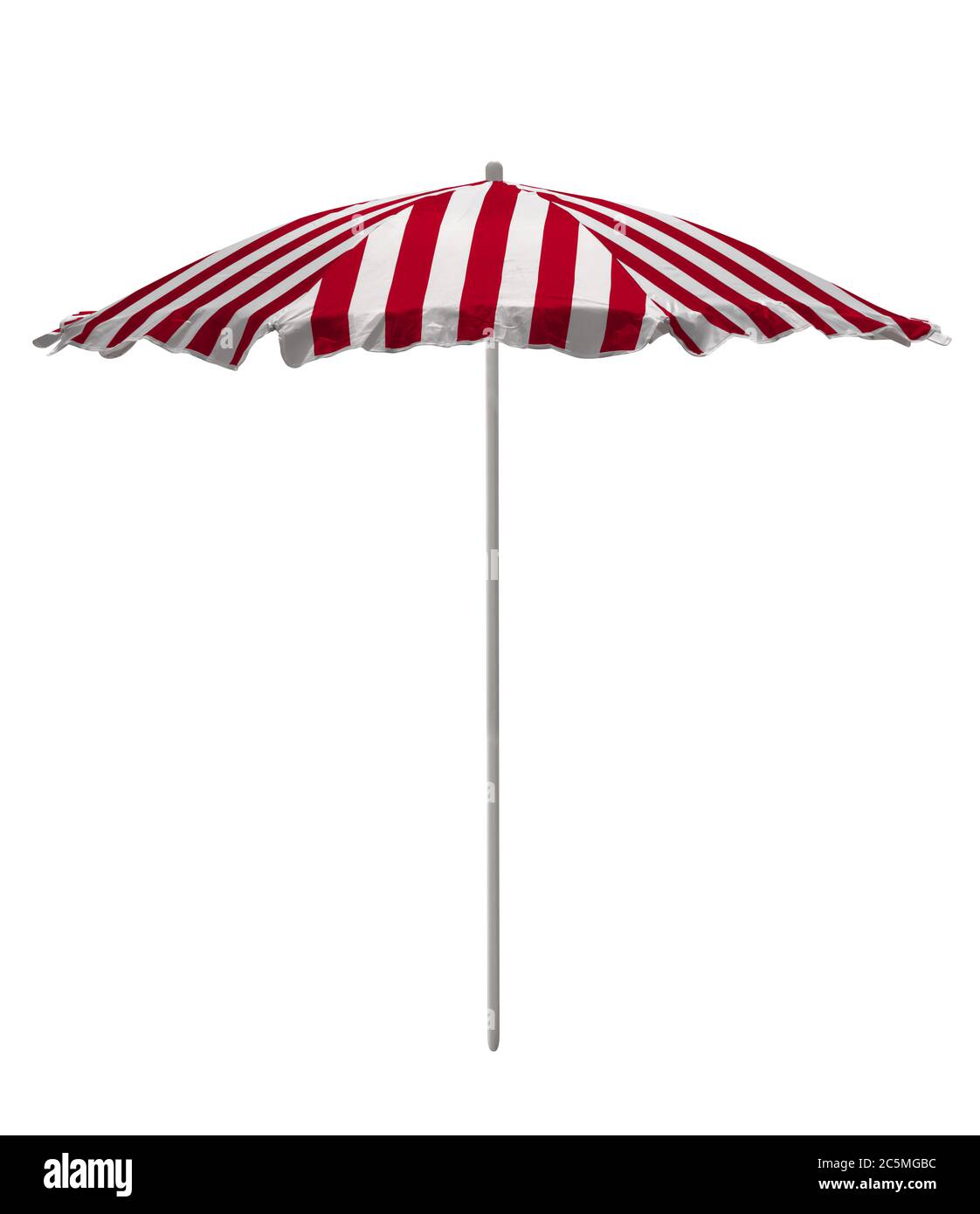 Red-white striped beach umbrella isolated on white. Clipping path ...