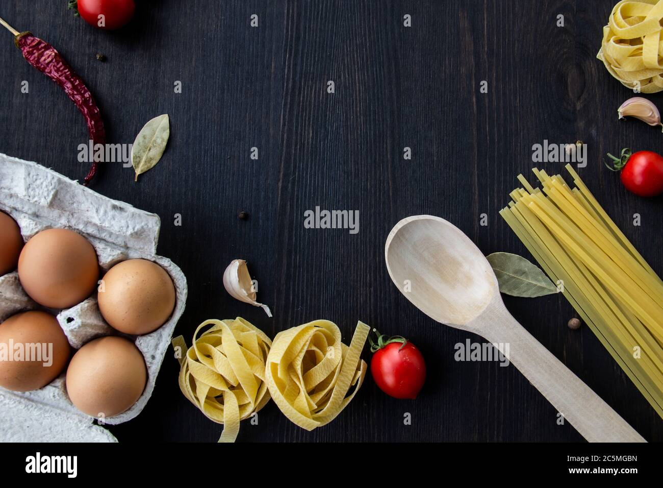 Cooking food background with free space for text. Composition with ...