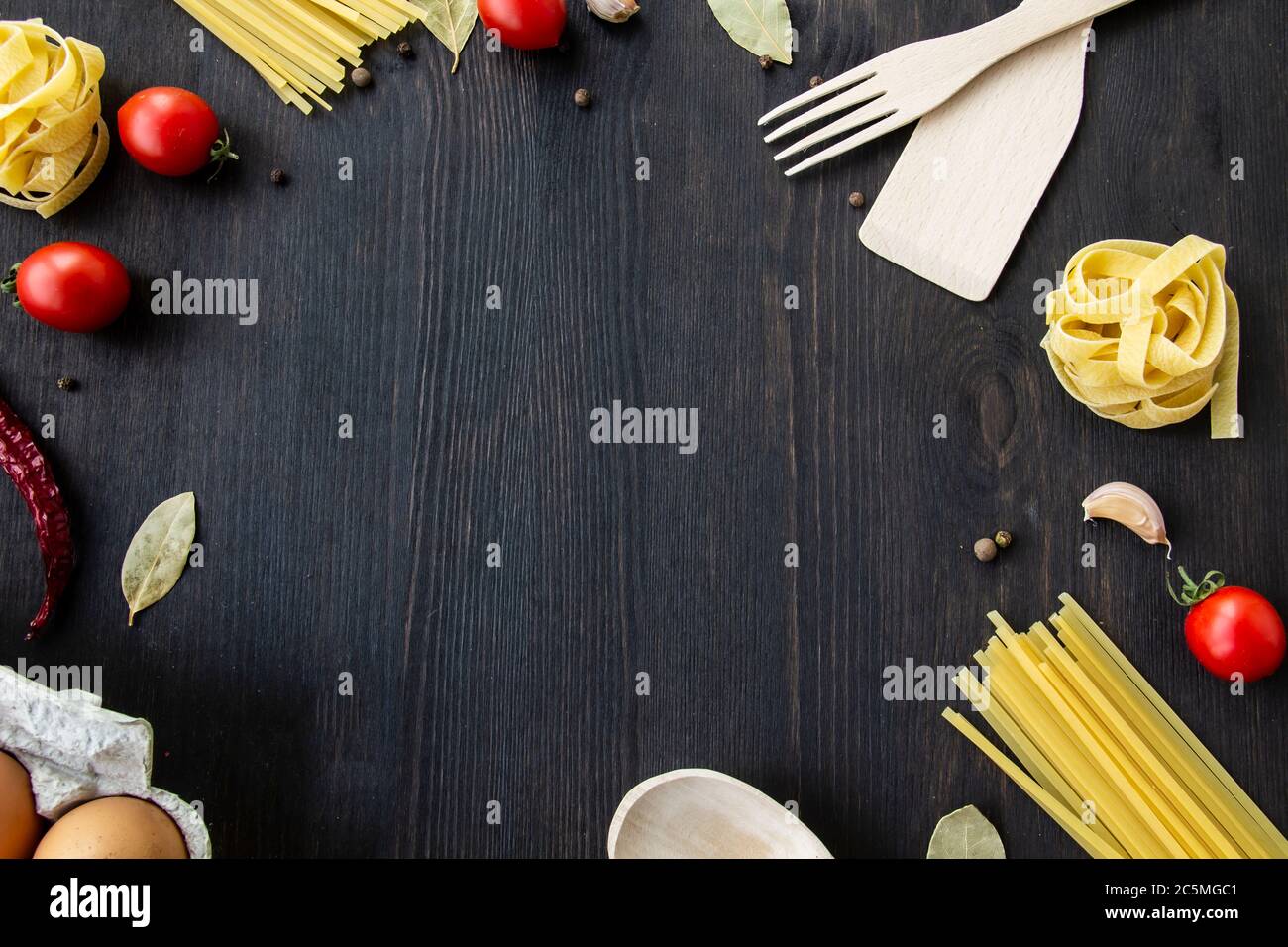 Cooking food background with free space for text. Composition with ...
