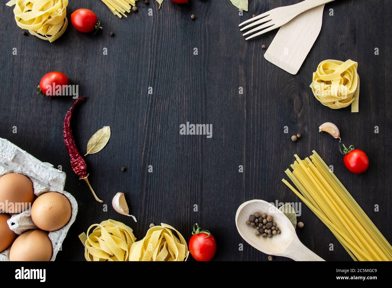 Cooking food background with free space for text. Composition with ...