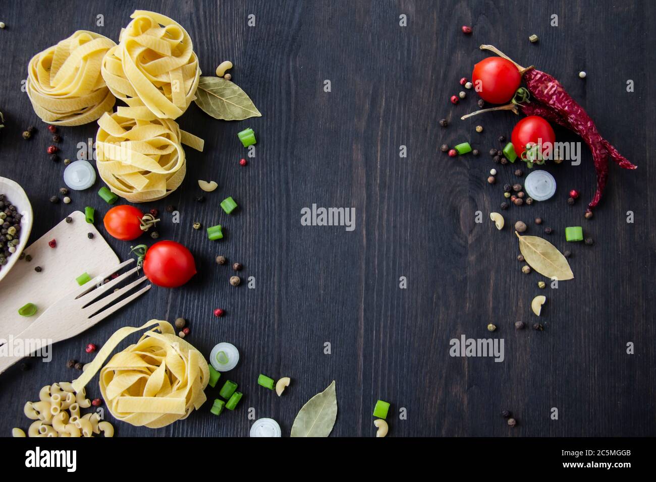 Cooking food background with free space for text. Composition with ...