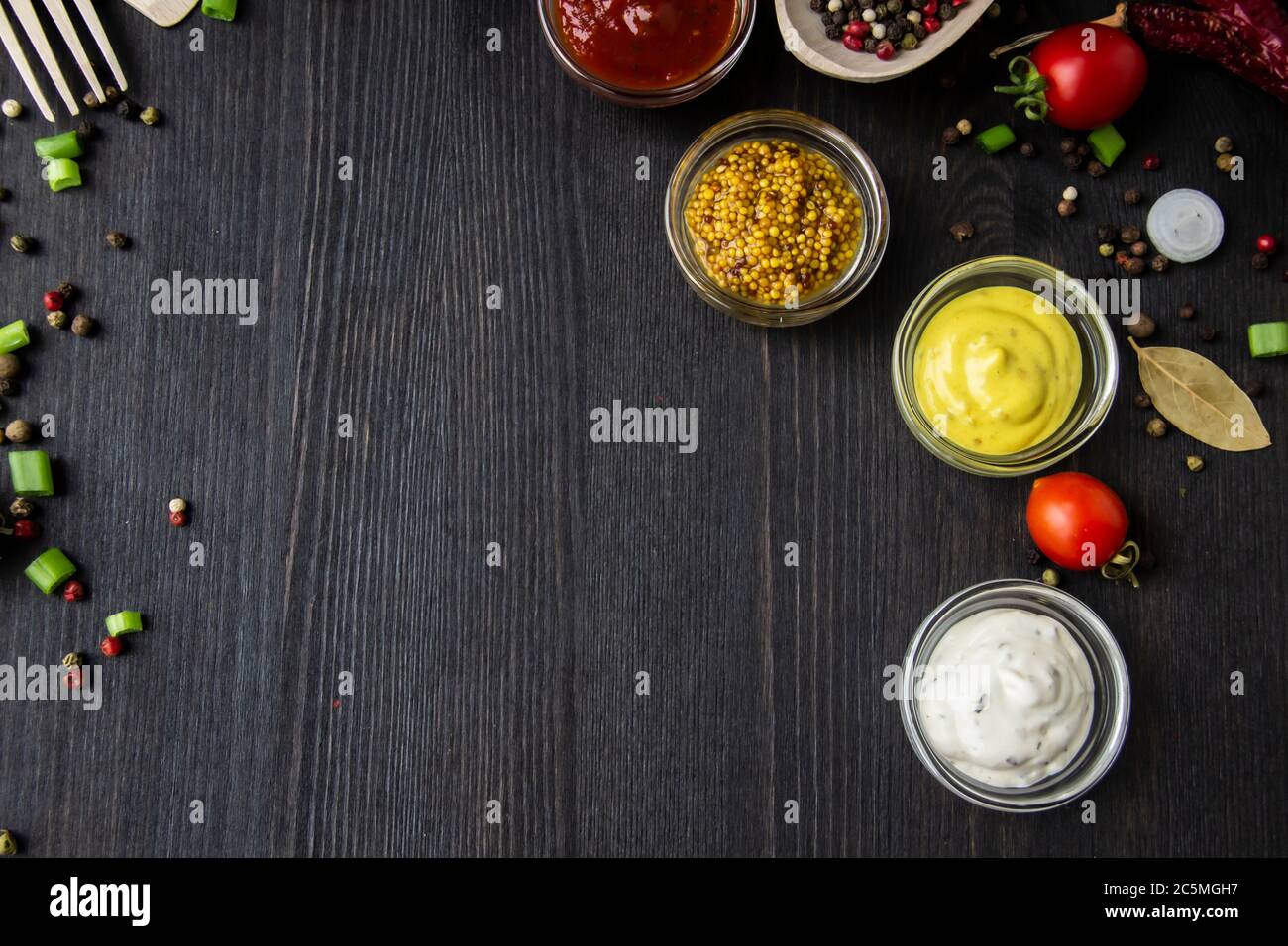 Cooking food background with free space for text. Composition with ...