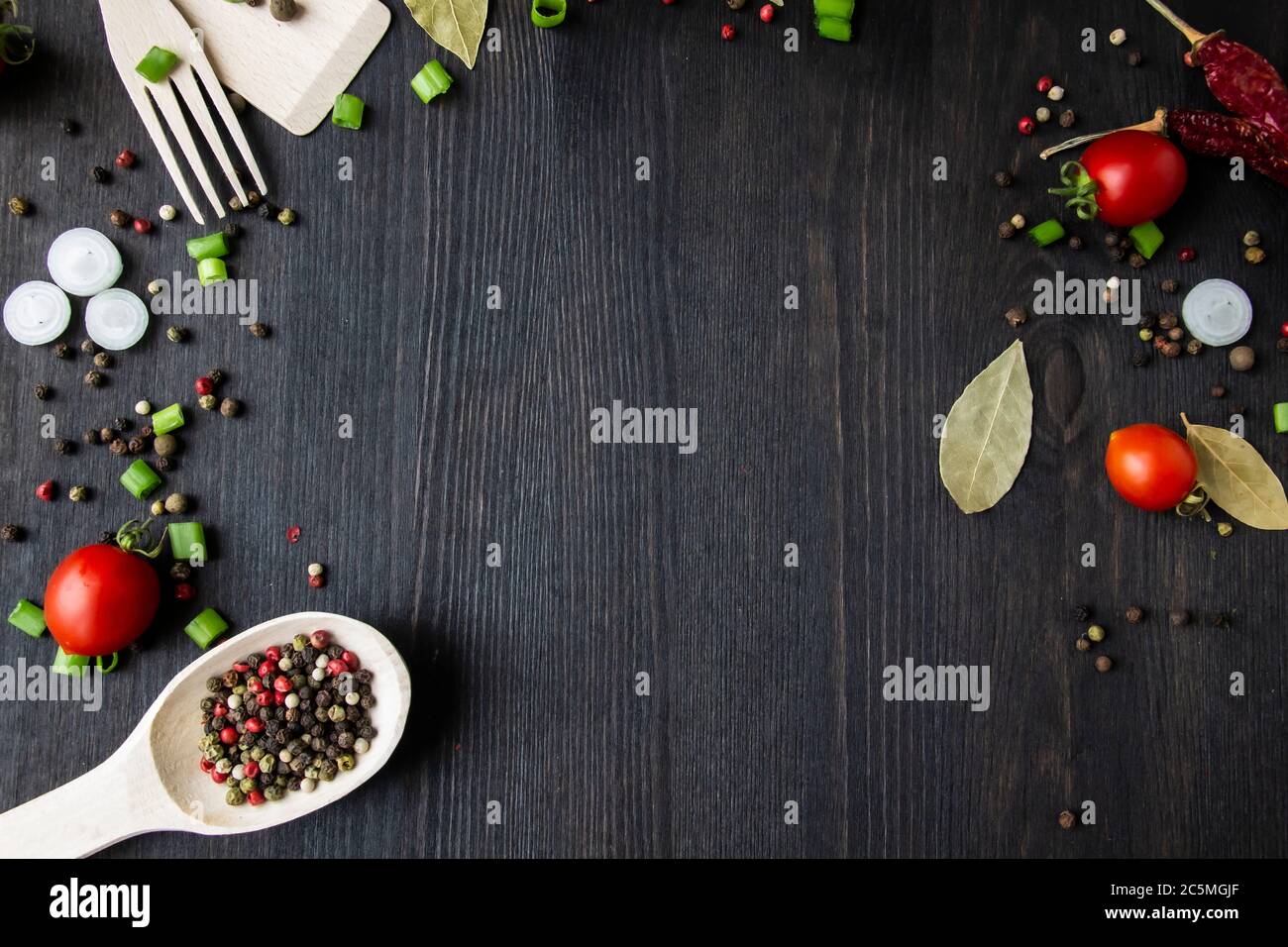 Cooking food background with free space for text. Composition with ...