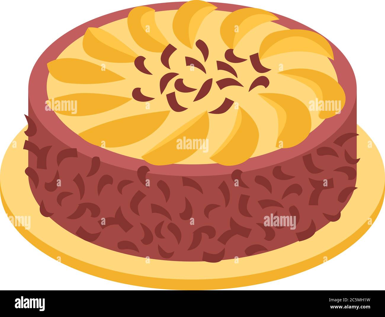 Chocolate cake isometric object. Isolated vector illustration Stock ...