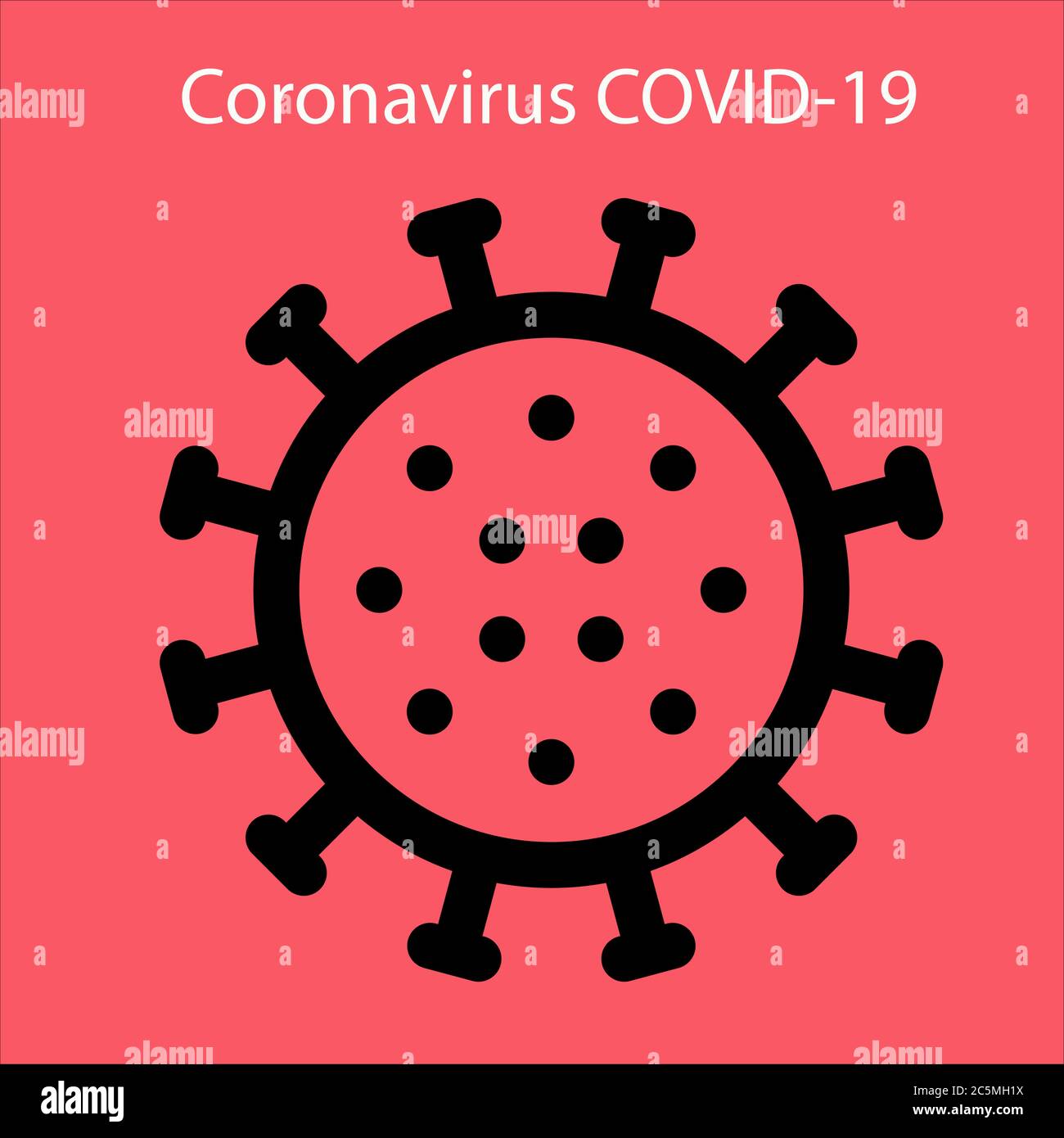 Coronavirus 2019-nCoV. Corona virus icon. Black on red background ...