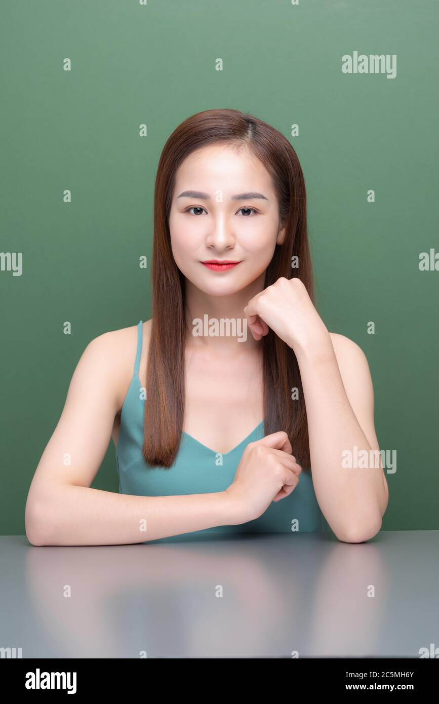 Beautiful Young Woman with Clean Fresh Skin look away .Girl beauty face ...