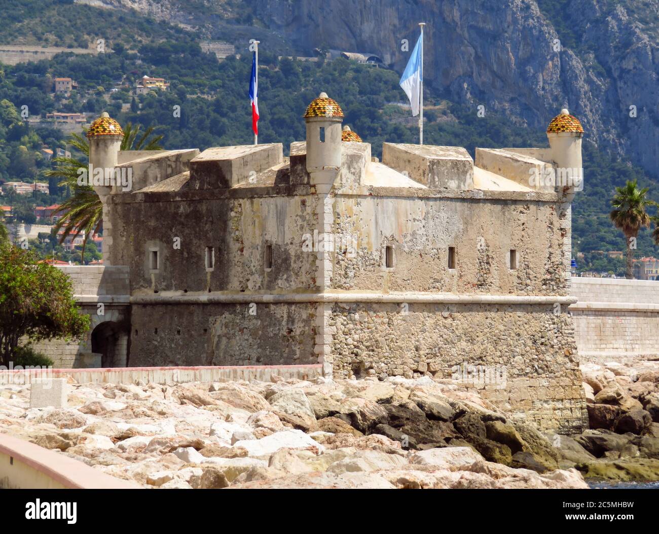 Medieval citadel at Menton. Now it is Jean Cocteau Museum. Menton is a ...