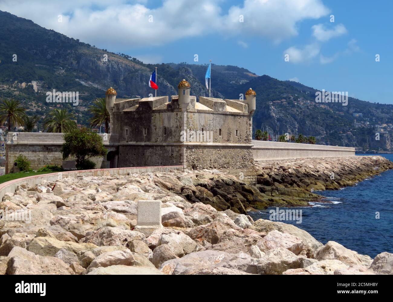 Medieval citadel at Menton. Now it is Jean Cocteau Museum. Menton is a ...