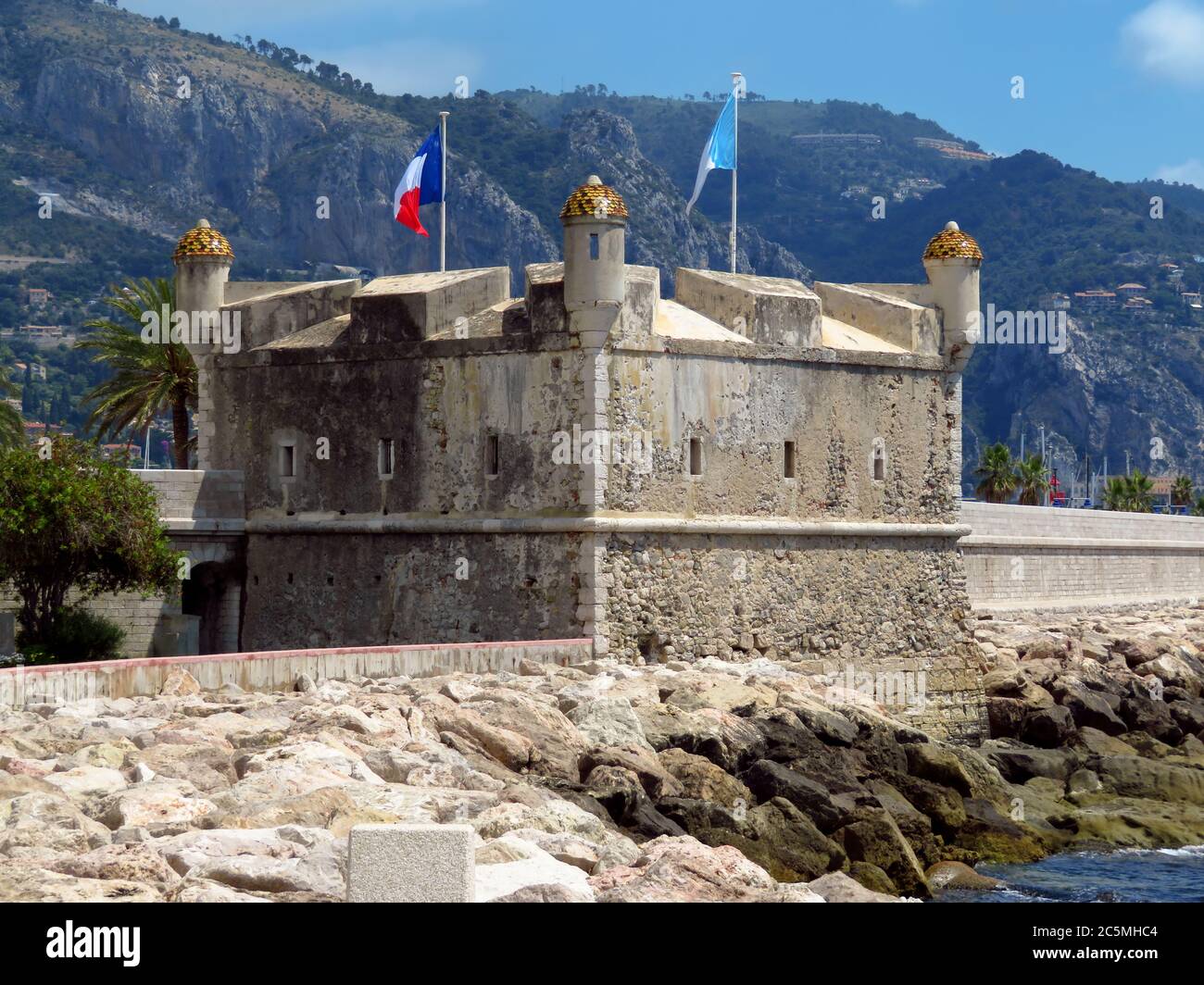 Medieval citadel at Menton. Now it is Jean Cocteau Museum. Menton is a ...