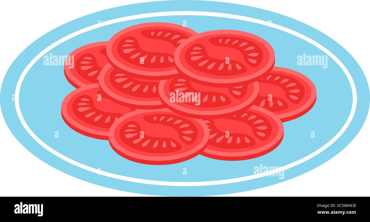 Plate with sliced tomatoes. Vector illustration Stock Vector Image ...