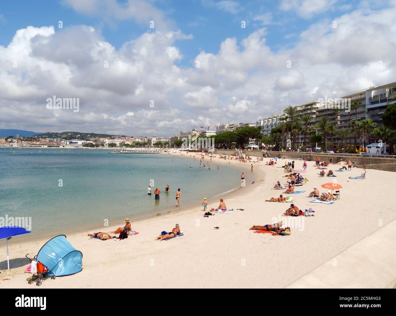 Cannes, France - June 28, 2018: Vacationers enjoy the beautiful weather ...