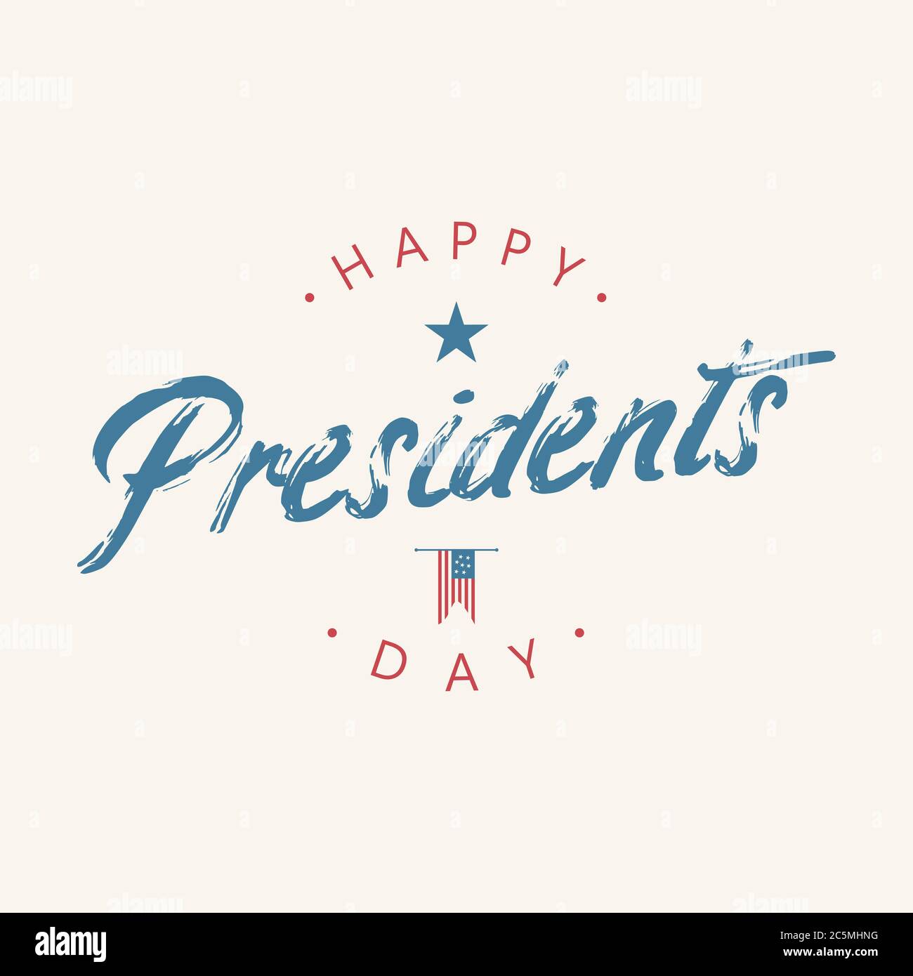 Vintage letter happy Presidents Day with american color flag. Vector ...