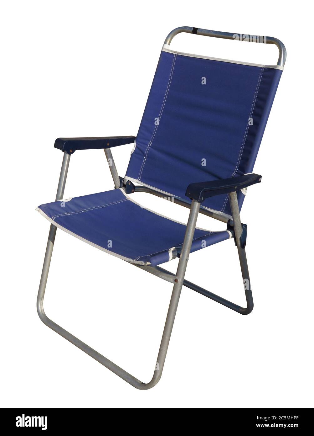 Blue folding chair isolated on white background. Clipping Path included ...