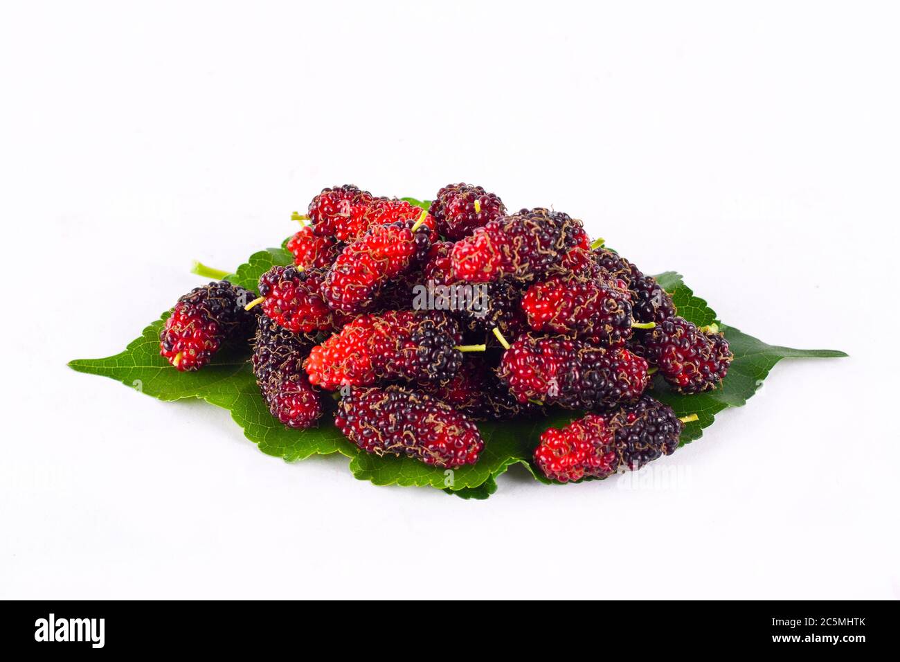 mulberry berry with leaf on white background healthy mulberry fruit ...