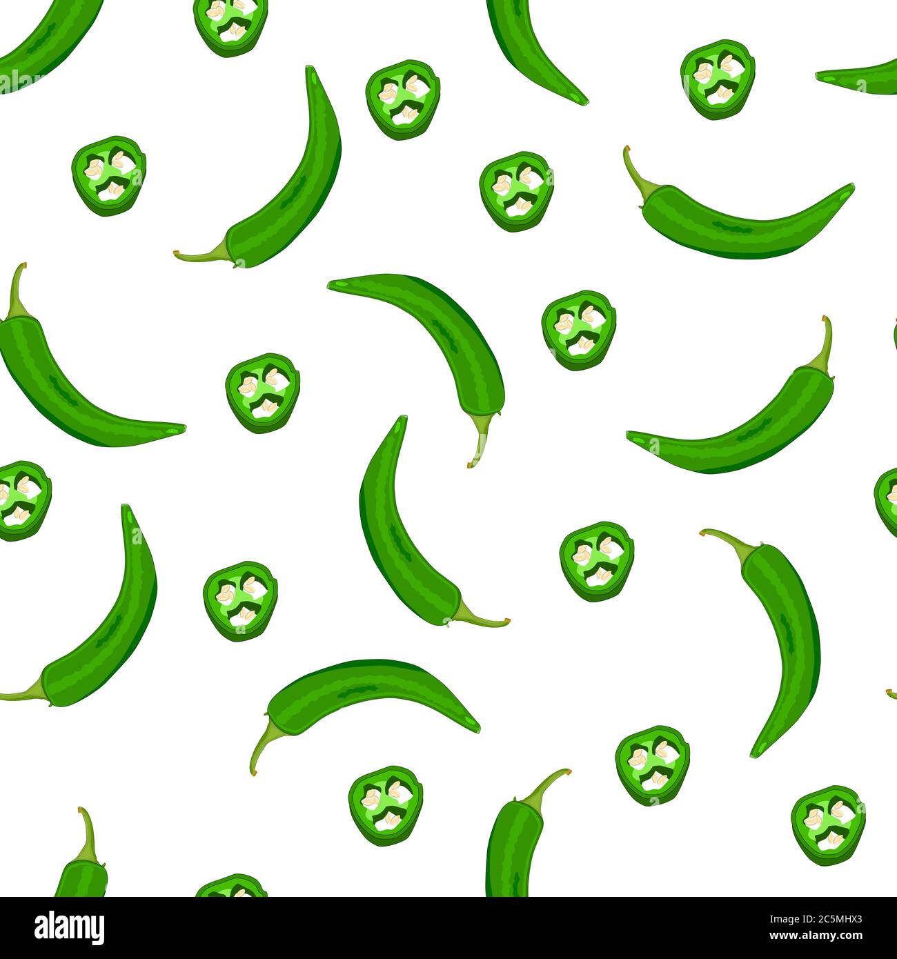 Chili peppers seamless pattern. Texture with small green hot jalapeno ...