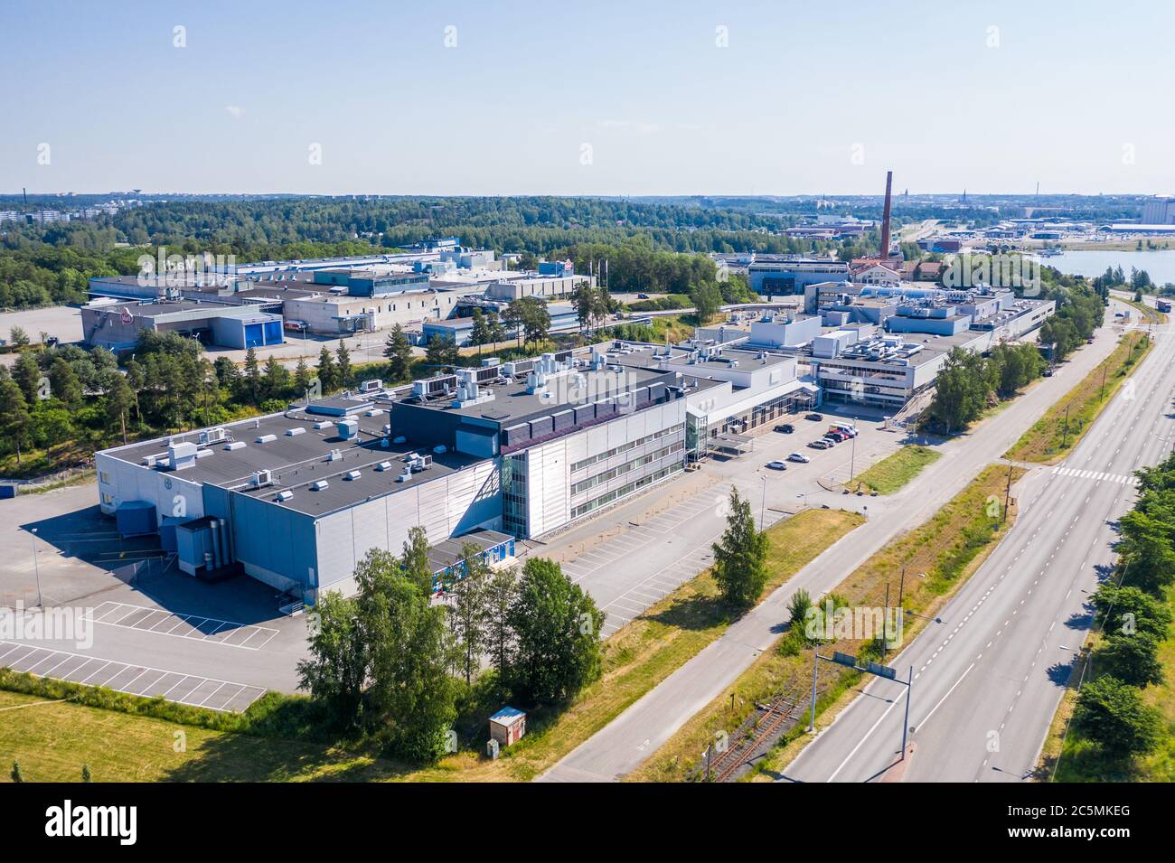 Aerial view of Bayer medicine factory and research center in Turku ...