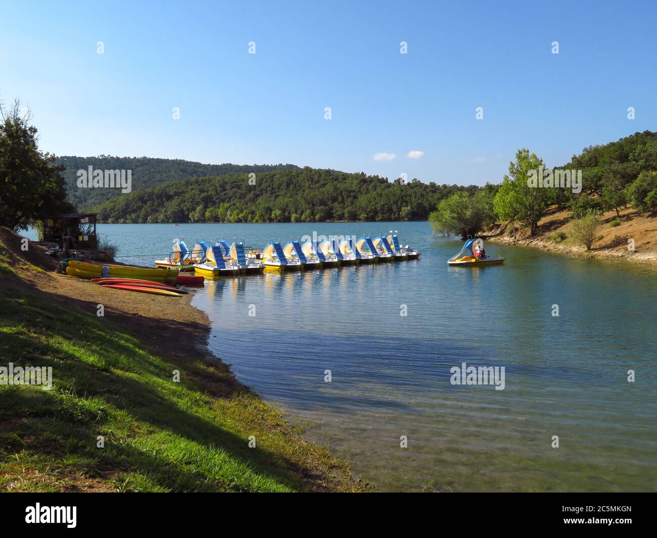 Boat station on the lake St Cassien in the South of France Stock Photo ...