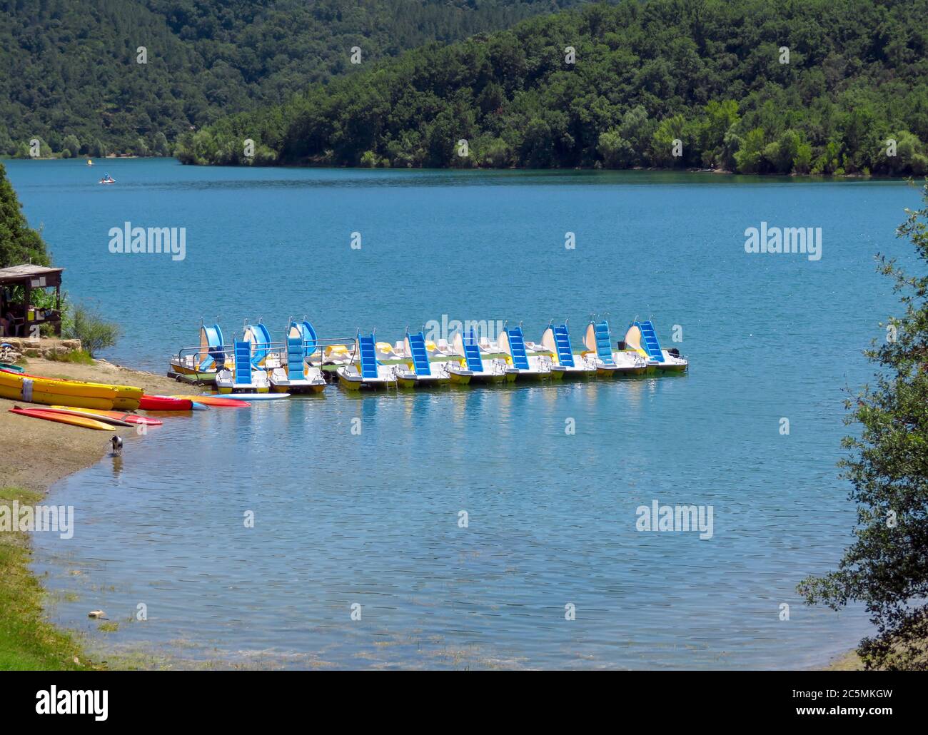 Boat station on the lake St Cassien in the South of France Stock Photo ...