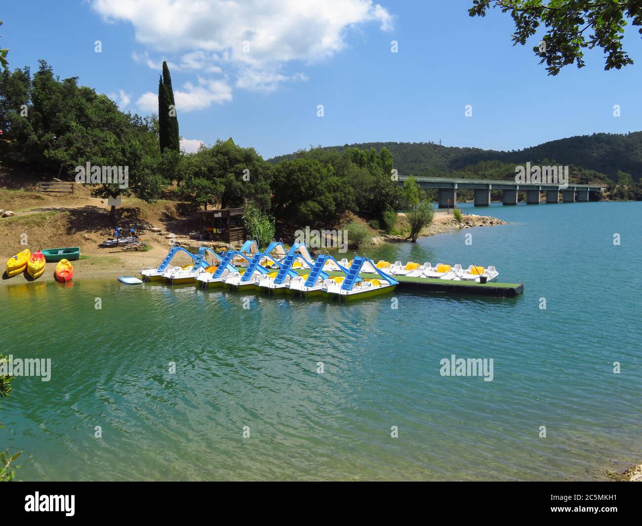 Boat station on the lake St Cassien in the South of France Stock Photo ...