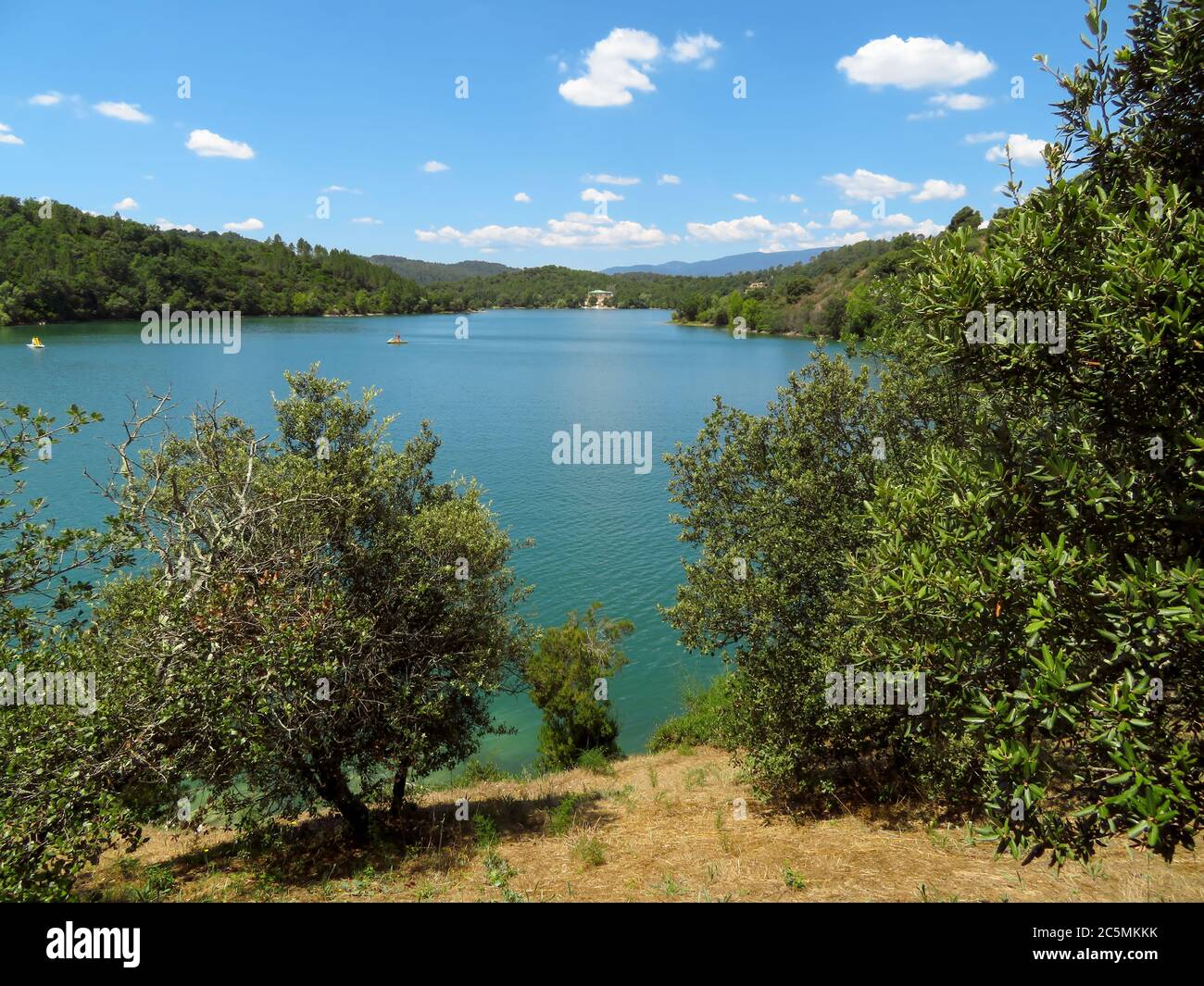Lake St Cassien in the South of France with beautiful blue sky and ...