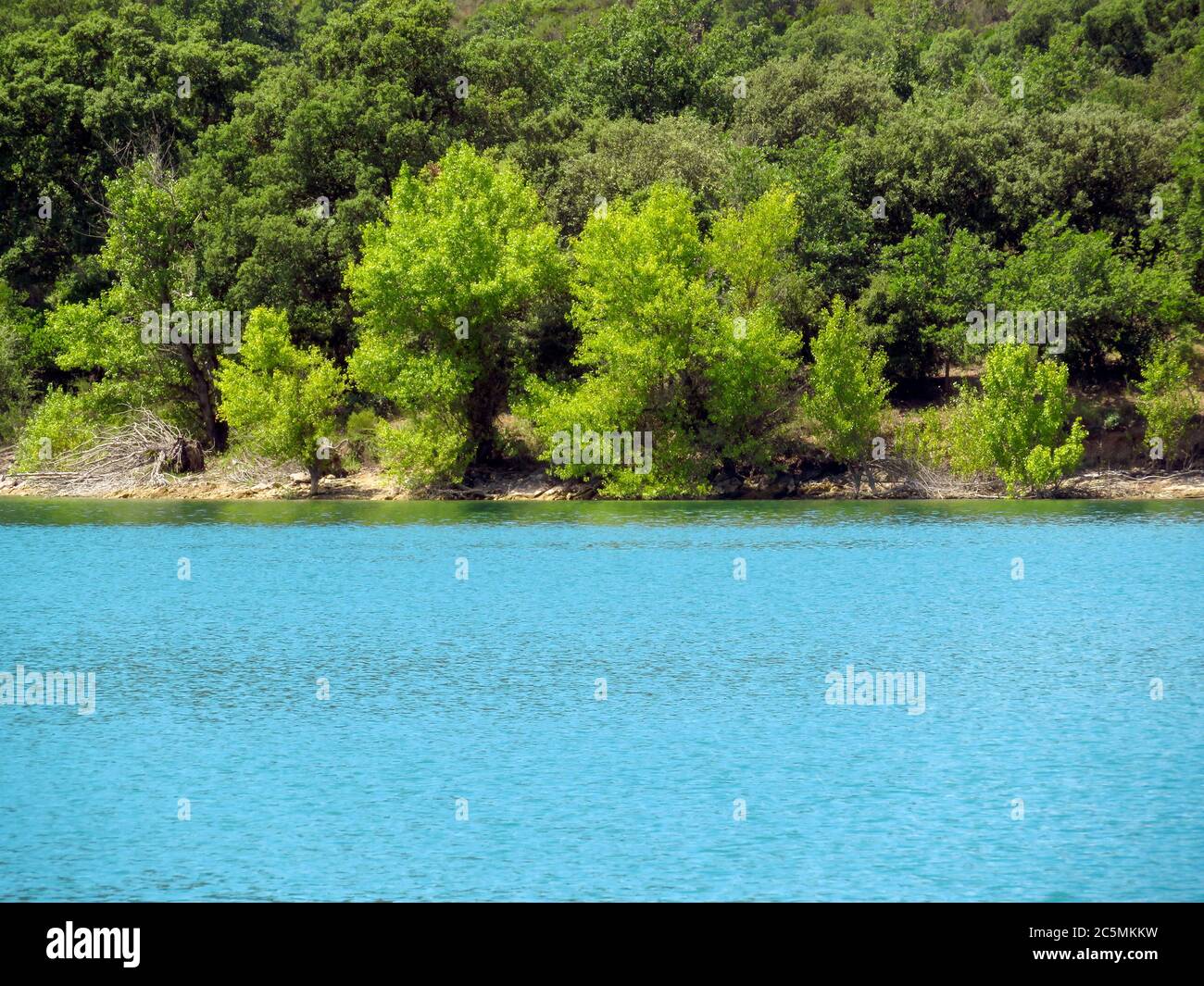 Lake St Cassien in the South of France with beautiful blue sky and ...