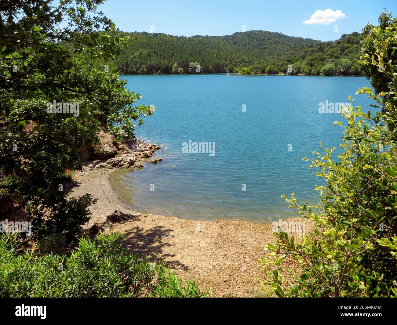 Lake St Cassien in the South of France with beautiful blue sky and ...