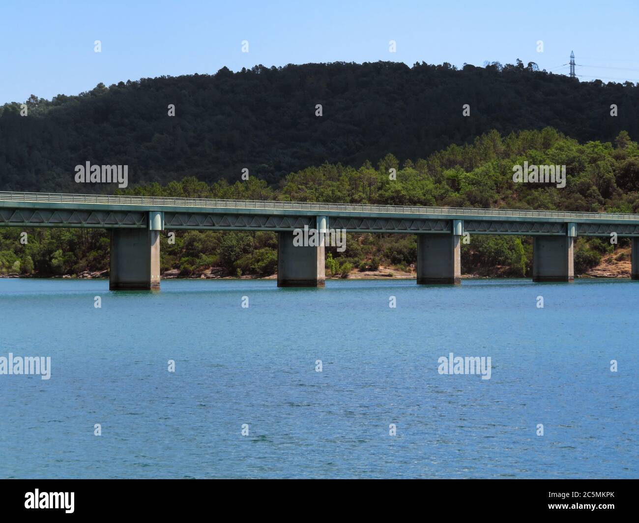 Lake St Cassien in the South of France with beautiful blue sky and ...