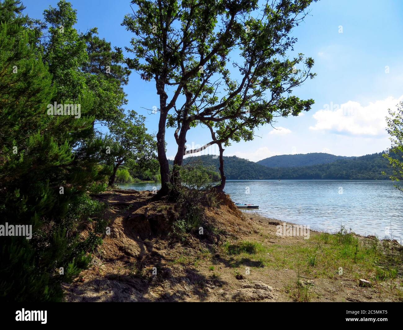 Lake St Cassien in the South of France with beautiful blue sky and ...