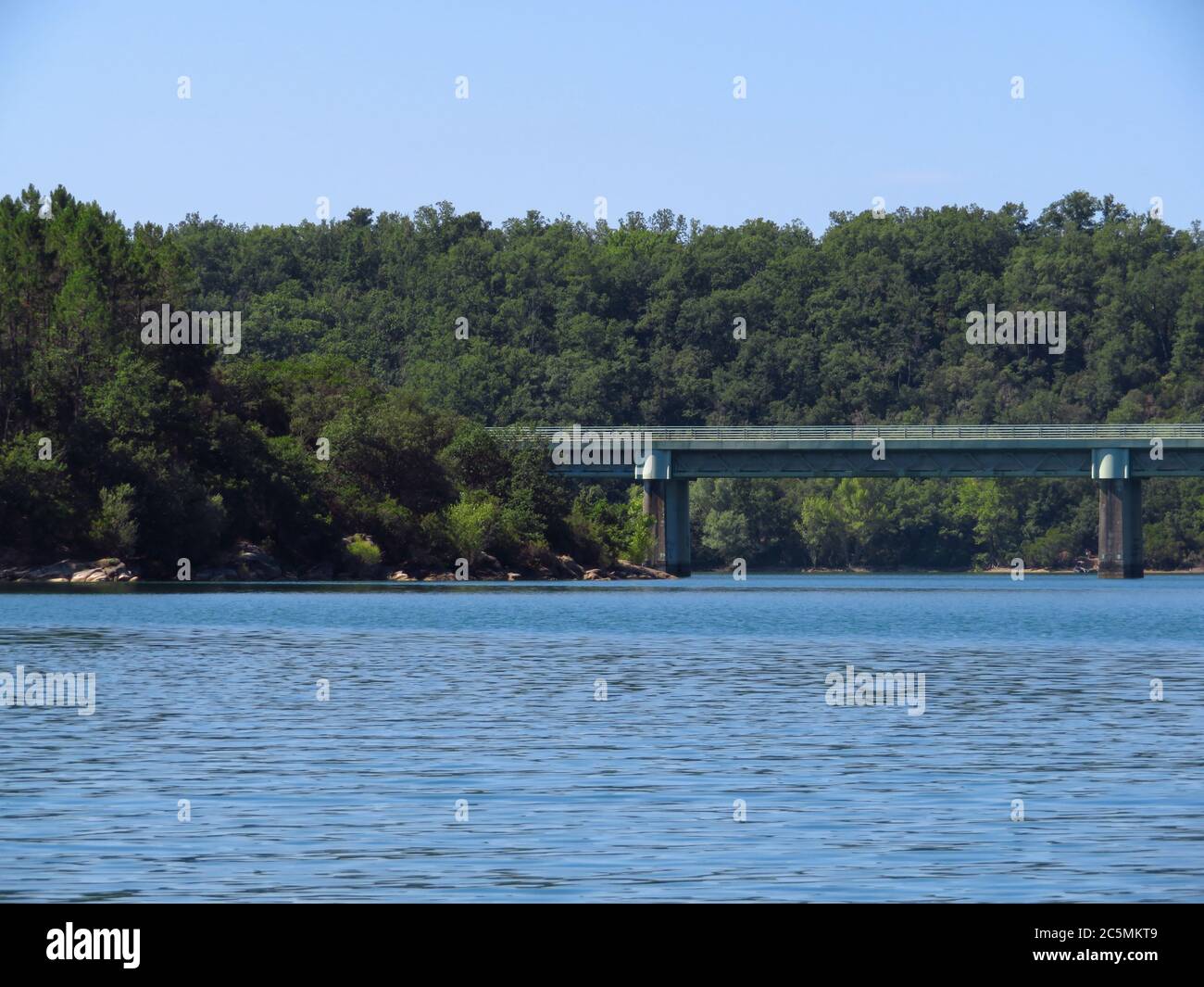 Lake St Cassien in the South of France with beautiful blue sky and ...