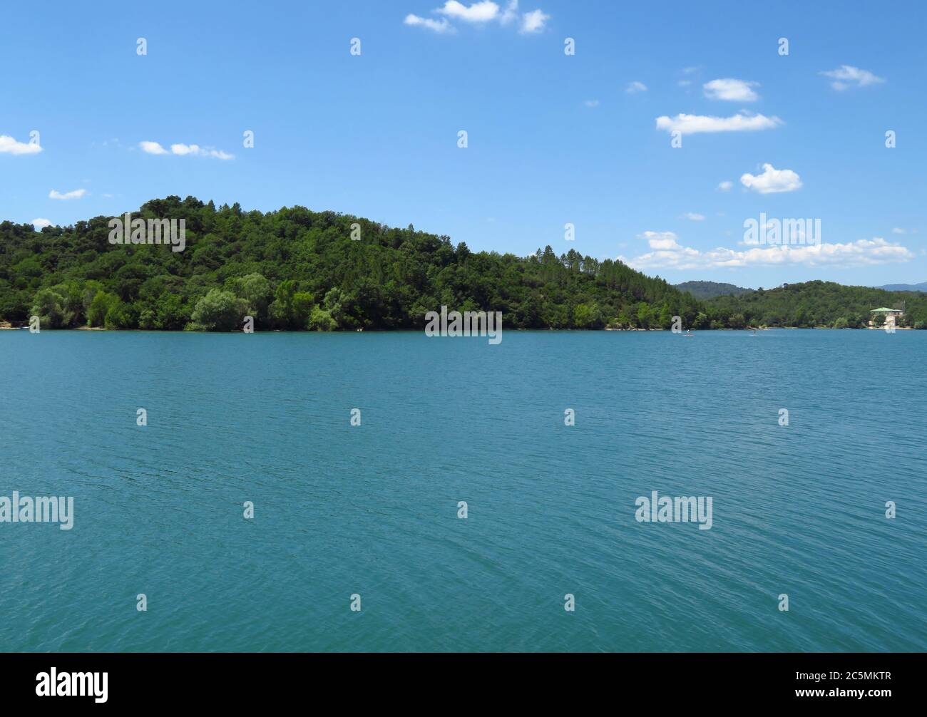 Lake St Cassien in the South of France with beautiful blue sky and ...