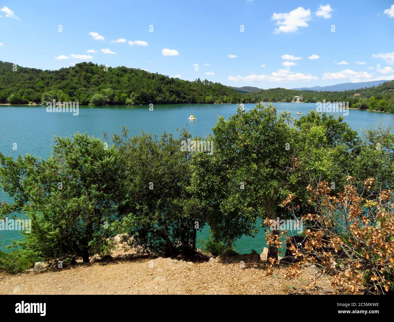 Lake St Cassien in the South of France with beautiful blue sky and ...