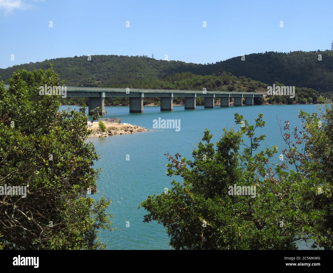 Lake St Cassien in the South of France with beautiful blue sky and ...