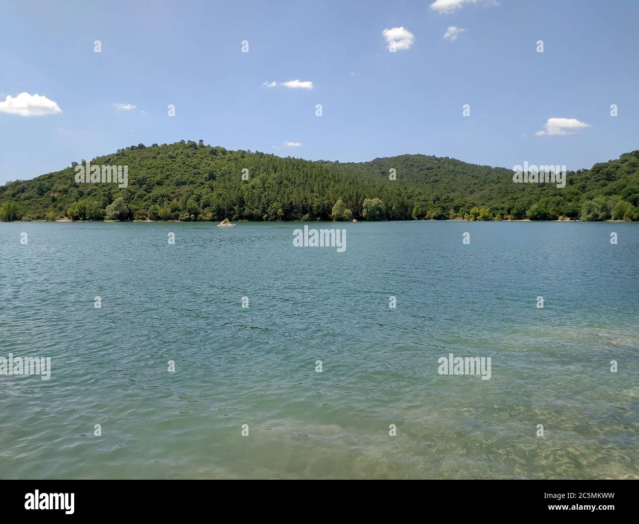 Lake St Cassien in the South of France with beautiful blue sky and ...