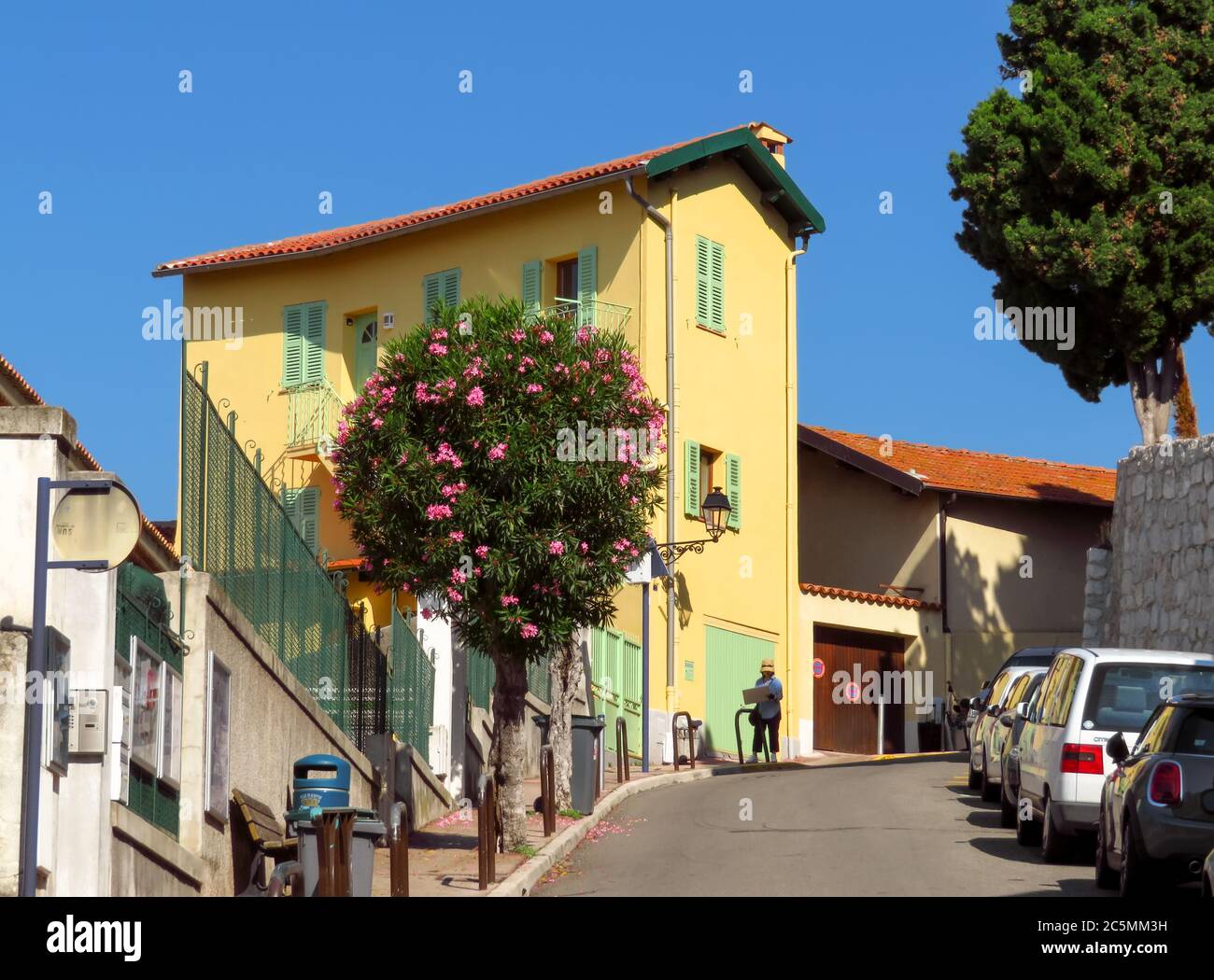 Menton, France - June 30, 2018: Medieval street in the old town. Menton ...