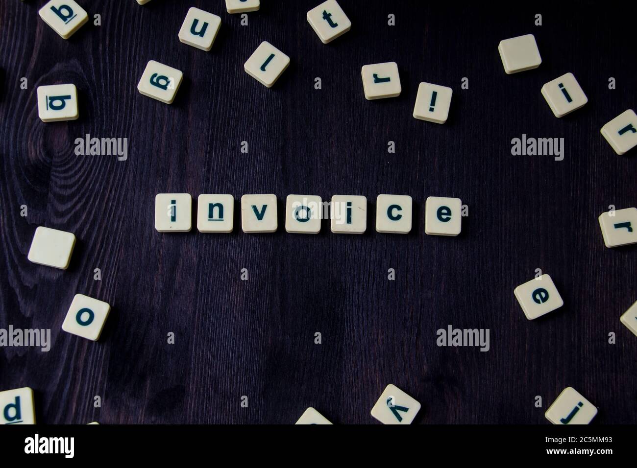 Word or phrase INVOICE made with letters on the wood, great image for ...