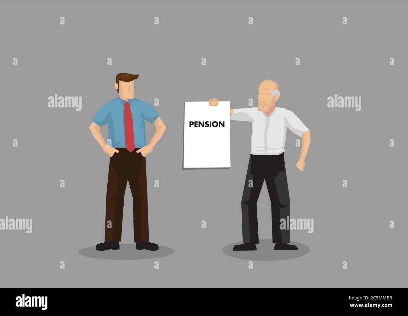 Cartoon old man holding up a sign that says Pension to young ...