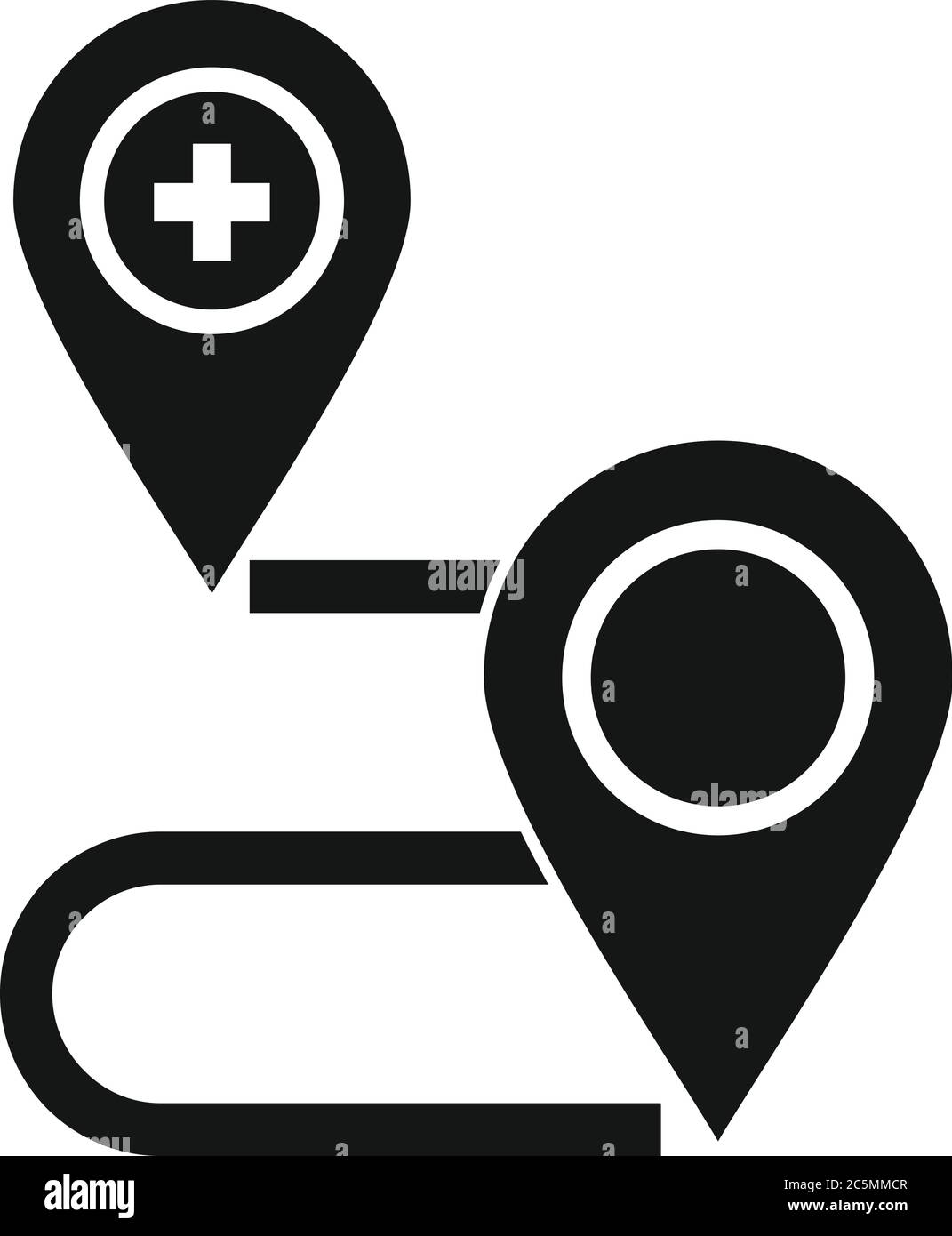 Private clinic route map icon. Simple illustration of private clinic ...