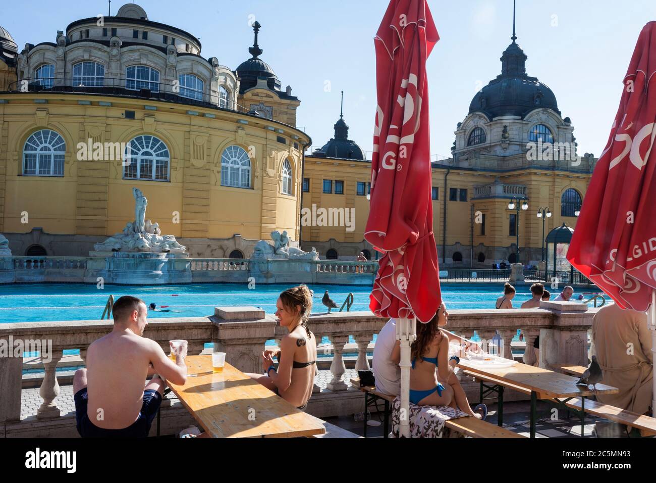 One of the outdoor pools at the Széchenyi Thermal Baths, Városliget ...