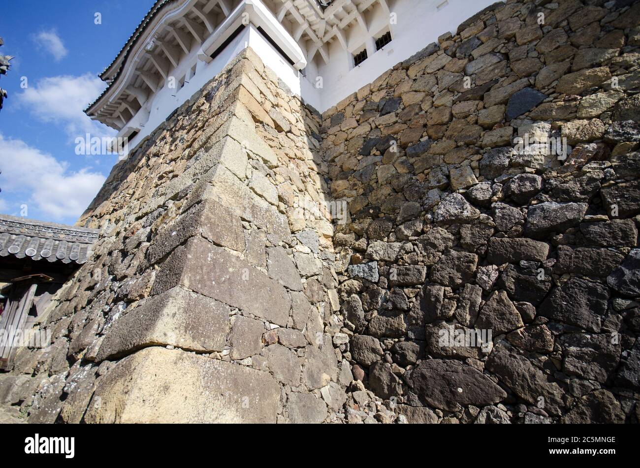Stone wall of ancient castle in Himeji, Japan Stock Photo - Alamy