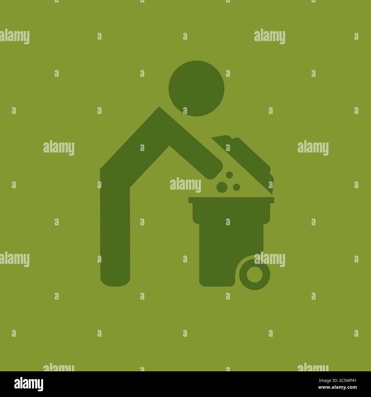 Garbage symbol. Do not litter sign. Trash icon. Logo on green ...