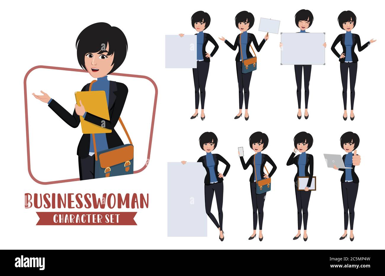 Business woman character set. Businesswoman female office employee ...