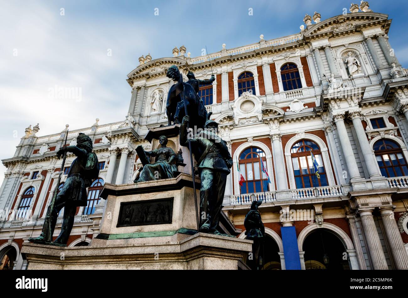 Piazza Carignano, one of the main squares of Turin (Italy) with Palazzo ...