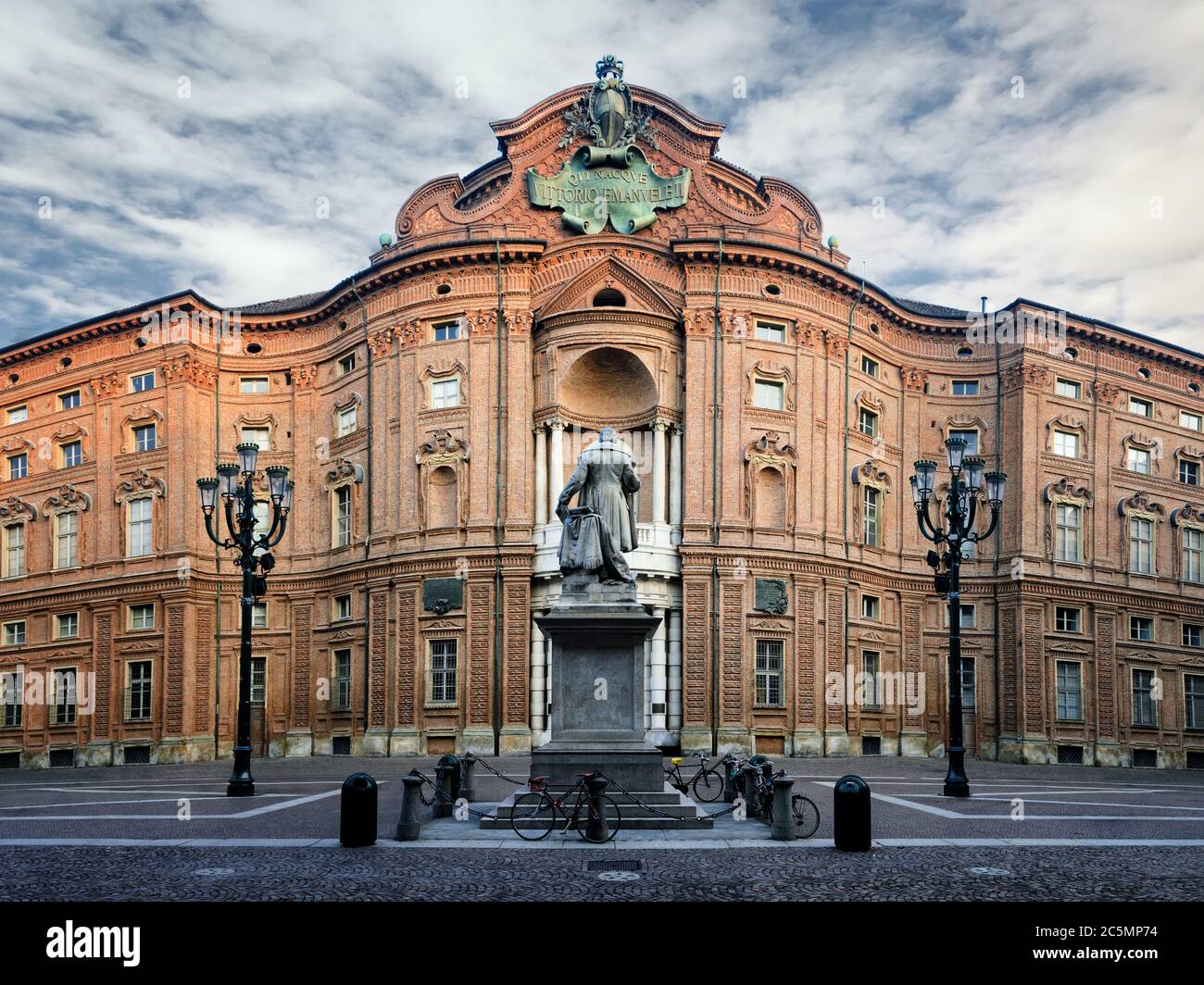 Piazza Carignano, one of the main squares of Turin (Italy) with Palazzo ...