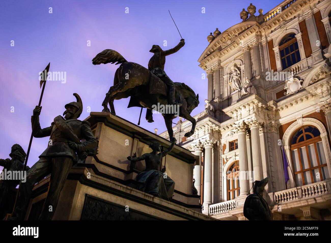 Piazza Carignano, one of the main squares of Turin (Italy) with Palazzo ...