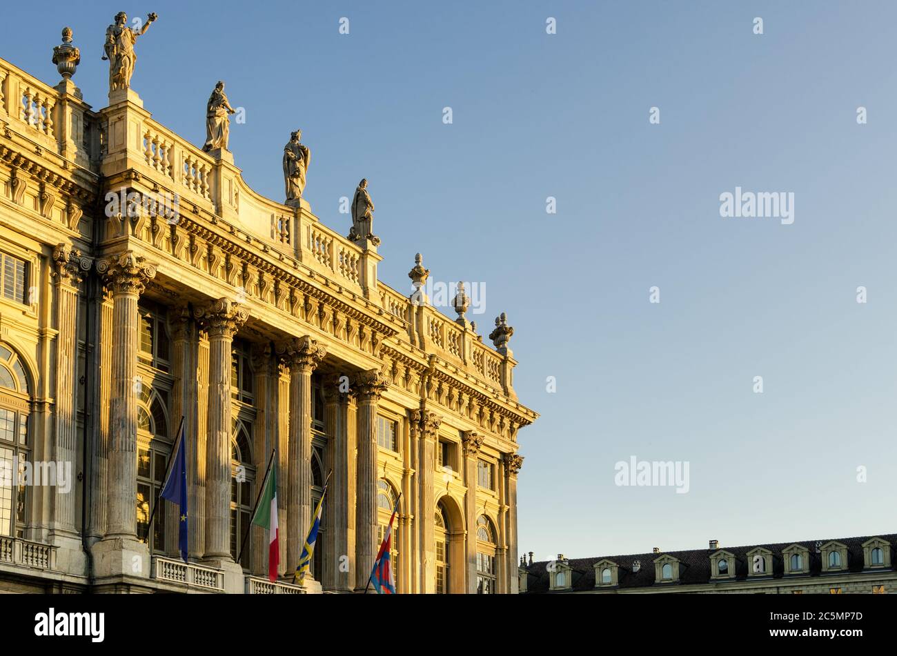 Facade of Palazzo Madama, ancient royal palace in Piazza Castello ...