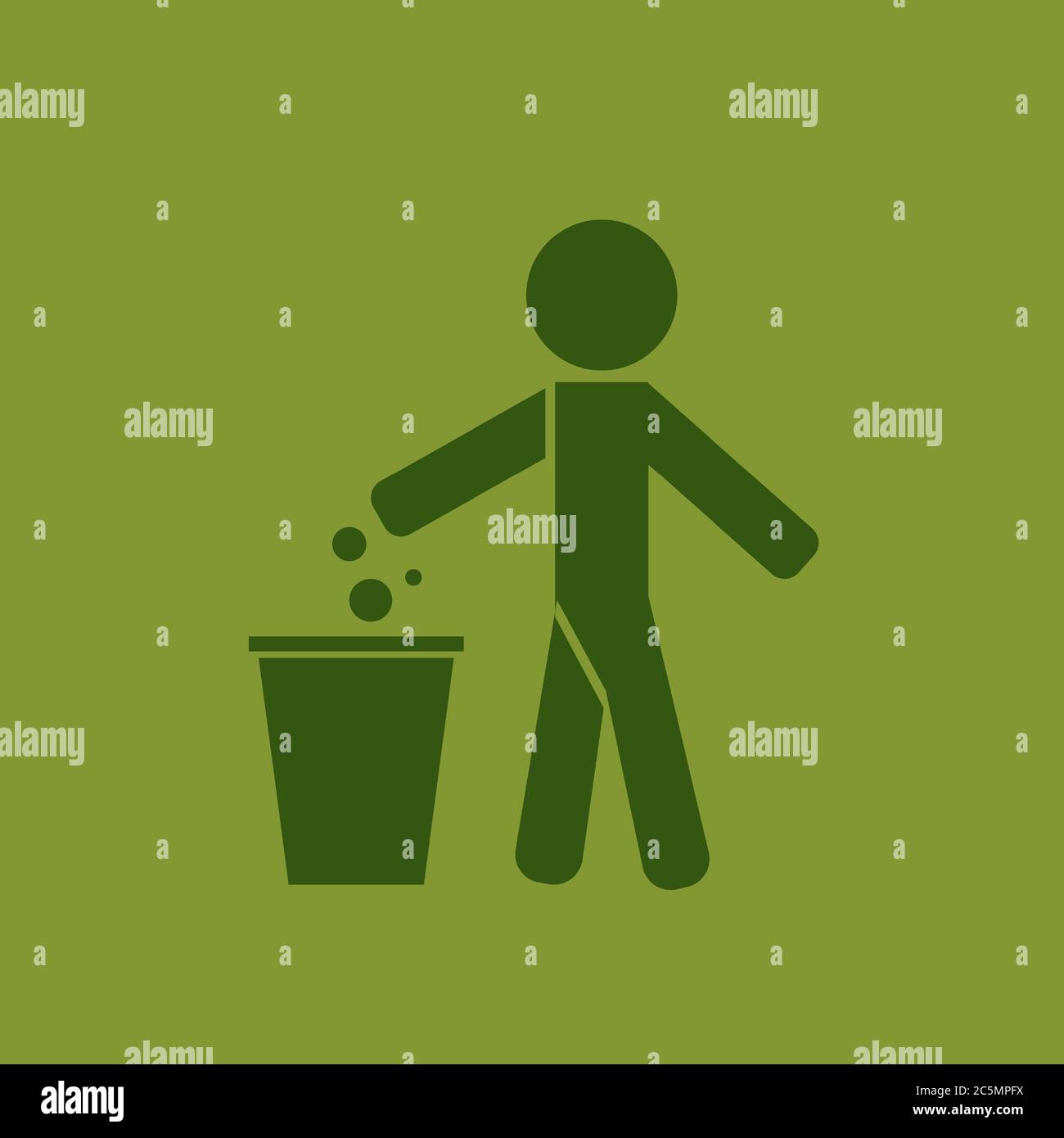 Garbage symbol. Do not litter sign. Trash icon. Logo on green ...