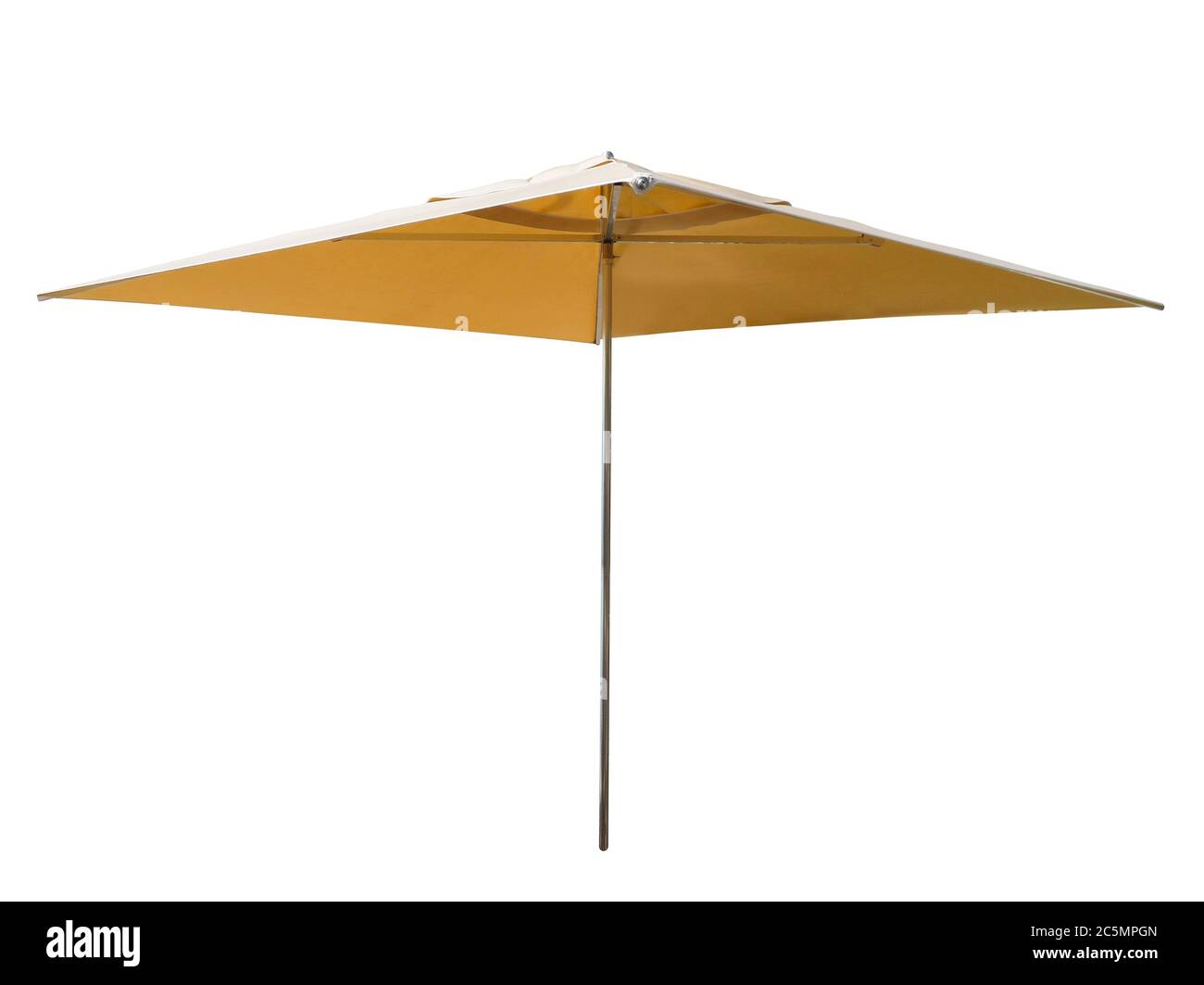 Yellow square beach umbrella isolated on white. Clipping path included ...