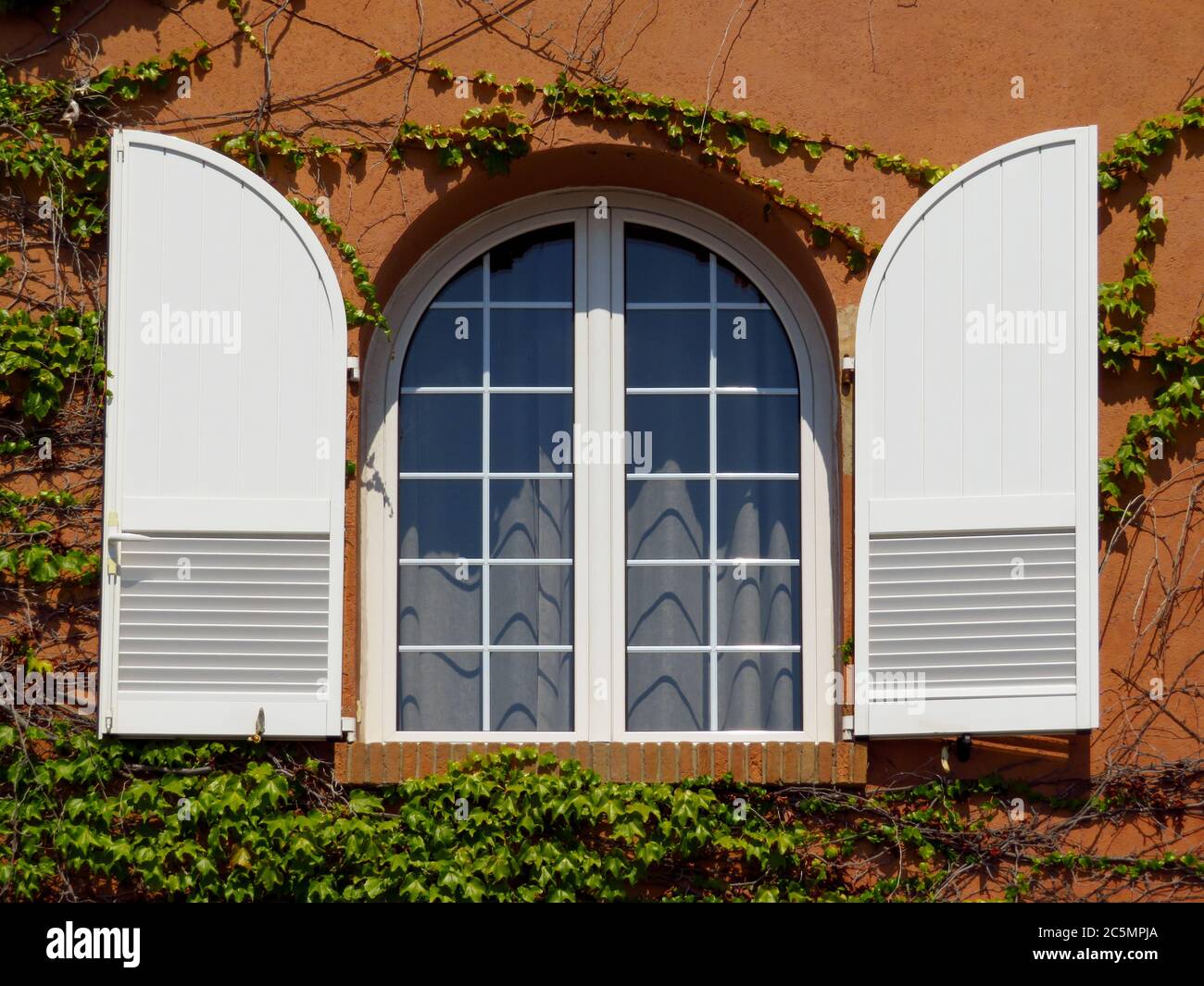 Window on the wall of the ivy clad house Stock Photo - Alamy